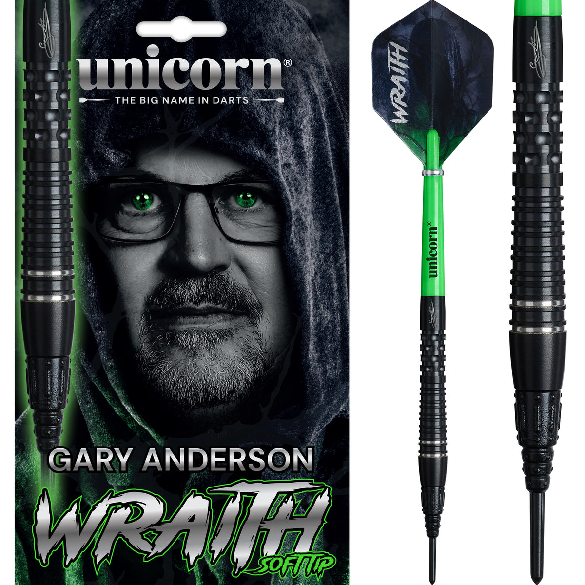 Unicorn Wraith Darts - Soft Tip - 90% Tungsten - Gary Anderson - Phase