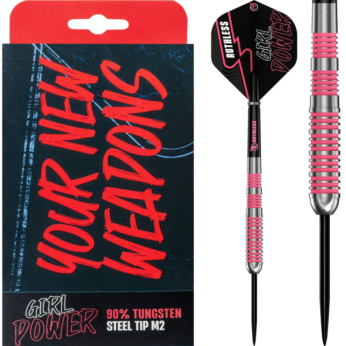 Ruthless Girl Power Darts - 90% Steel Tip Tungsten - Ringed - Pink